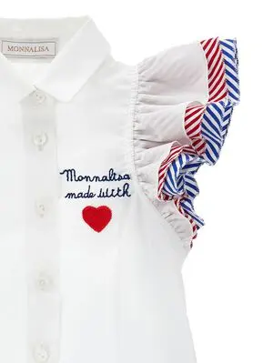 Monnalisa Ruffle Detailed Poplin Blouse