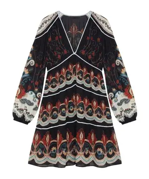 Farm Rio Long-sleeve V-neck Dress