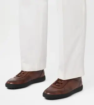 TOD'S Red Dot Sneakers In Leather - Brown