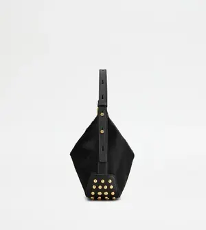 TOD'S Metal Dots Mini Bag In Pony Effect Leather - Black