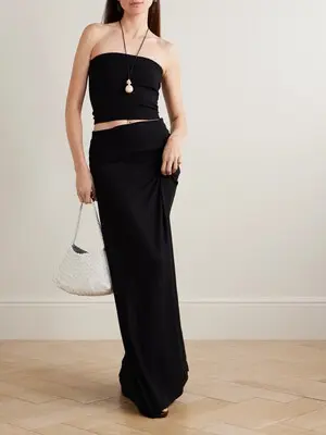 LESET Cropped Stretch-ponte Top