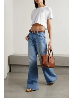 LESET Cropped Slub Cotton-jersey T-shirt