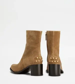 TOD'S Metal Dots Ankle Boots In Suede