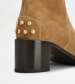 TOD'S Metal Dots Ankle Boots In Suede