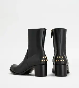 TOD'S Metal Dots Ankle Boots In Leather