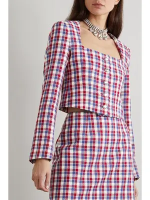 Alessandra Rich Plaid Cropped Jacket