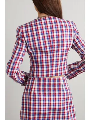 Alessandra Rich Plaid Cropped Jacket