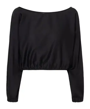 LESET Yoko Cropped Gathered Cotton-poplin Top - No