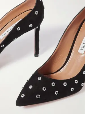 AQUAZZURA Embellished Suede Pumps