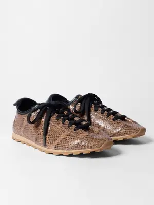 Jacquemus The Tennis Snake-effect Sneakers - Light Brown