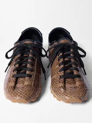 Jacquemus The Tennis Snake-effect Sneakers - Light Brown