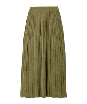 Zimmermann Wylie Metallic Ribbed-knit Midi Skirt