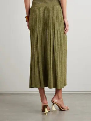 Zimmermann Wylie Metallic Ribbed-knit Midi Skirt