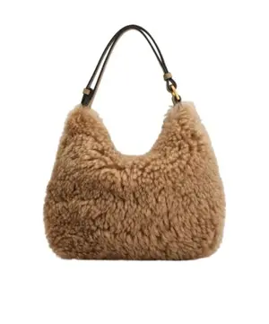 TOD'S Metal Dots Mini Bag In Shearling - Beige