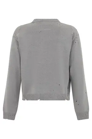 Mihara Yasuhiro Distressed Slogan Knitted Sweater