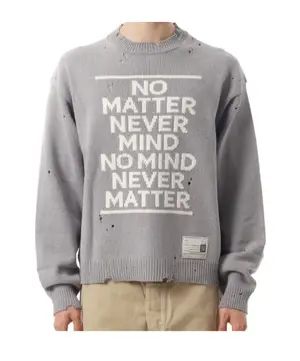 Mihara Yasuhiro Distressed Slogan Knitted Sweater