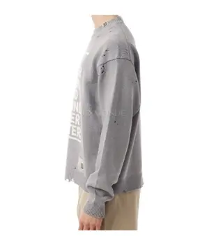 Mihara Yasuhiro Distressed Slogan Knitted Sweater