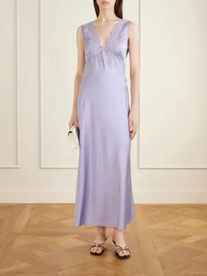 Rixo Lace-trimmed Satin Maxi Dress