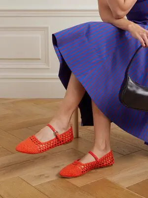 Staud Handwoven Leather Ballet Flats