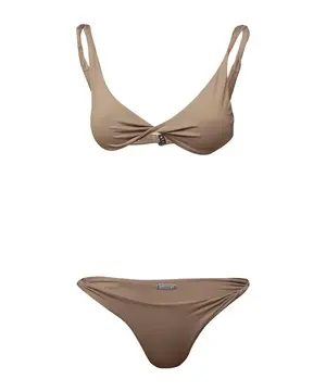 Off-White Solid Color Bikini - Black