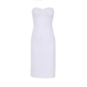 NOMI FAME Oramor Bluish Strapless Crepe Corset Midi Dress - Grey