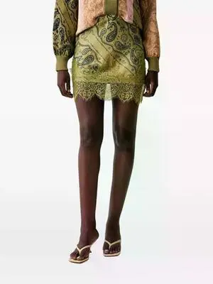 NEVER FULLY DRESSED Paisley-print Lace-trim Skirt