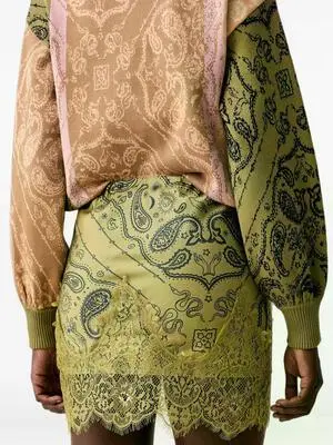 NEVER FULLY DRESSED Paisley-print Lace-trim Skirt