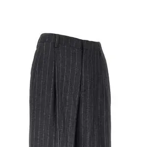 Tagliatore Pinstriped Wool Blend Pants With Dart - Gray