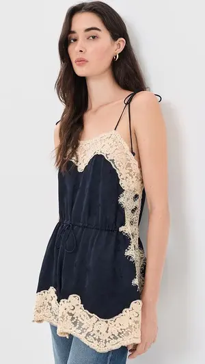 Sea Shay Lace Tie Camisole - Navy