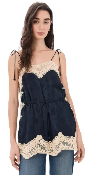 Sea Shay Lace Tie Camisole - Navy