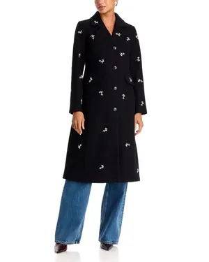 Aqua Embellished Faux Wool Coat Exclusive