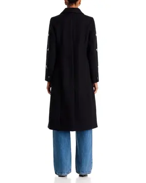 Aqua Embellished Faux Wool Coat Exclusive