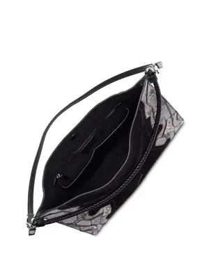 Veronica Beard Vida Suede & Snake Embossed Leather Shoulder Bag
