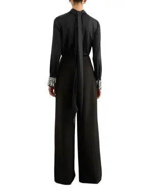 TOCCIN Veronica Embellished Tie Back Blouse - Jet
