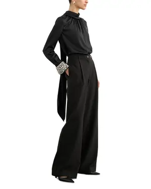 TOCCIN Veronica Embellished Tie Back Blouse - Jet