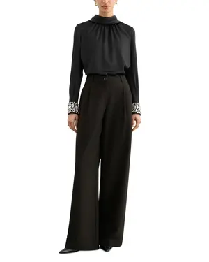 TOCCIN Veronica Embellished Tie Back Blouse - Jet