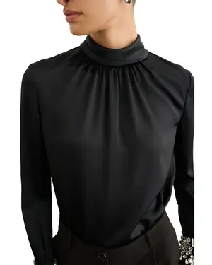 TOCCIN Veronica Embellished Tie Back Blouse - Jet