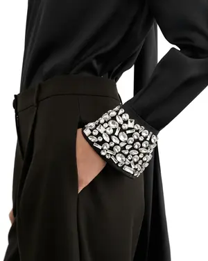 TOCCIN Veronica Embellished Tie Back Blouse - Jet