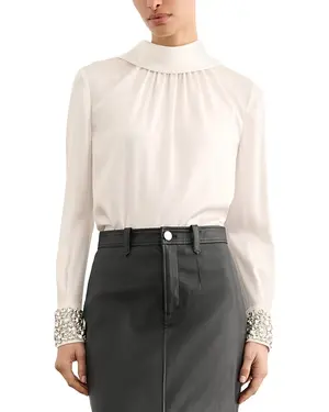 TOCCIN Veronica Embellished Tie Back Blouse - Optic