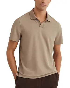 REISS Dover Short Sleeve Polo Shirt - Stone