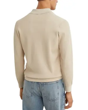 REISS Admiral Long Sleeve Polo Shirt - Stone
