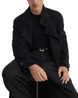 REISS Selation Wool Blend Tie Waist Long Overcoat