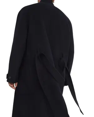 REISS Selation Wool Blend Tie Waist Long Overcoat