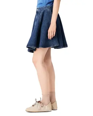 Maje Jika Denim Flared Skirt