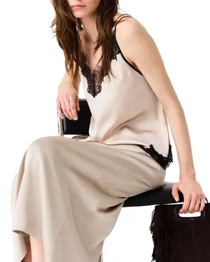Maje Jaquirie Satin Pencil Skirt