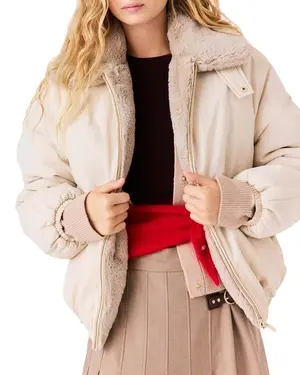Maje Reversible Faux Fur Puffer Jacket