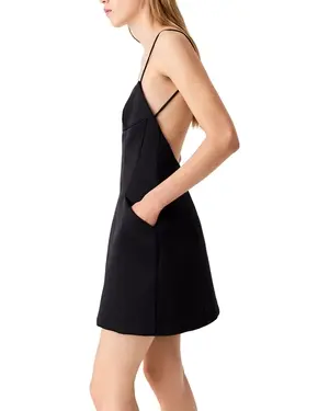 Maje Rilyme Backless Satin Mini Dress