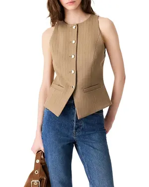 Maje Lipania Pinstriped Vest - Beige
