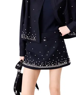 Maje Rhinestone Layered Skort