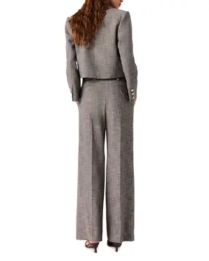 Maje Check Print Wide Leg Pants